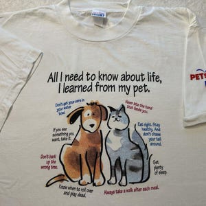 Vintage 1990s All I Know I Learned From My Pet Dog Cat Petsmart T-shirt ...