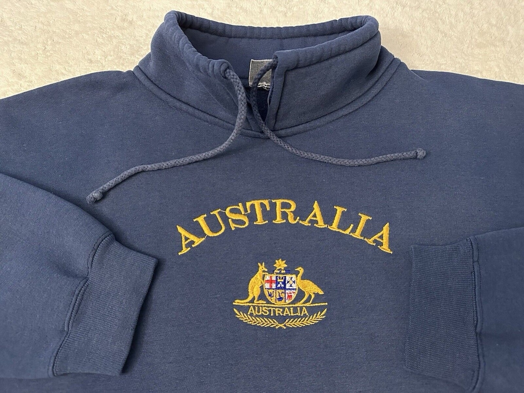 Vintage 1990s 90s Australia National Crest Embroidered Mock Surf ...