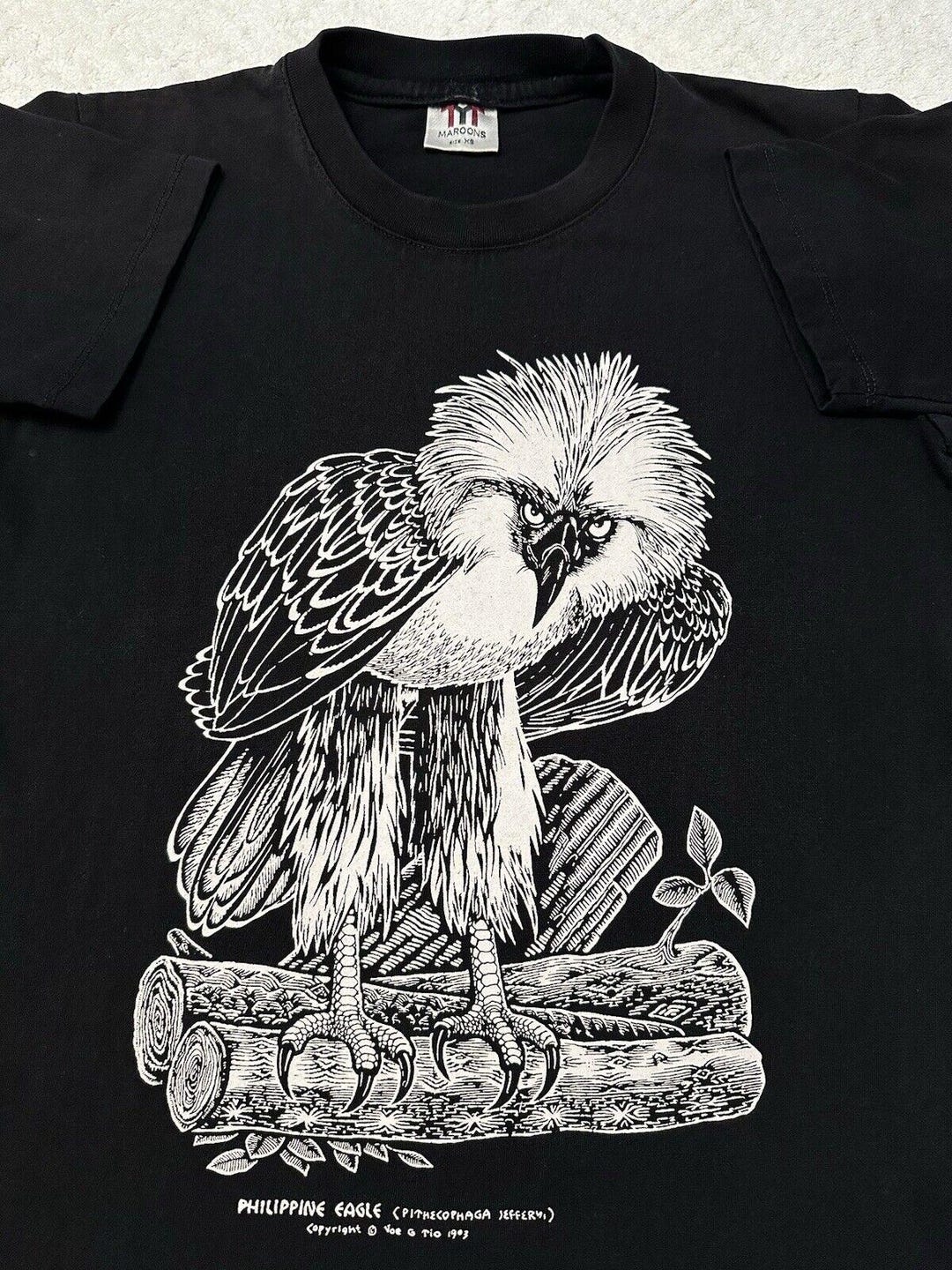 Vintage 90s 1993 Philippine Eagle Pithecophaga Jefferyi Artwork Art T ...