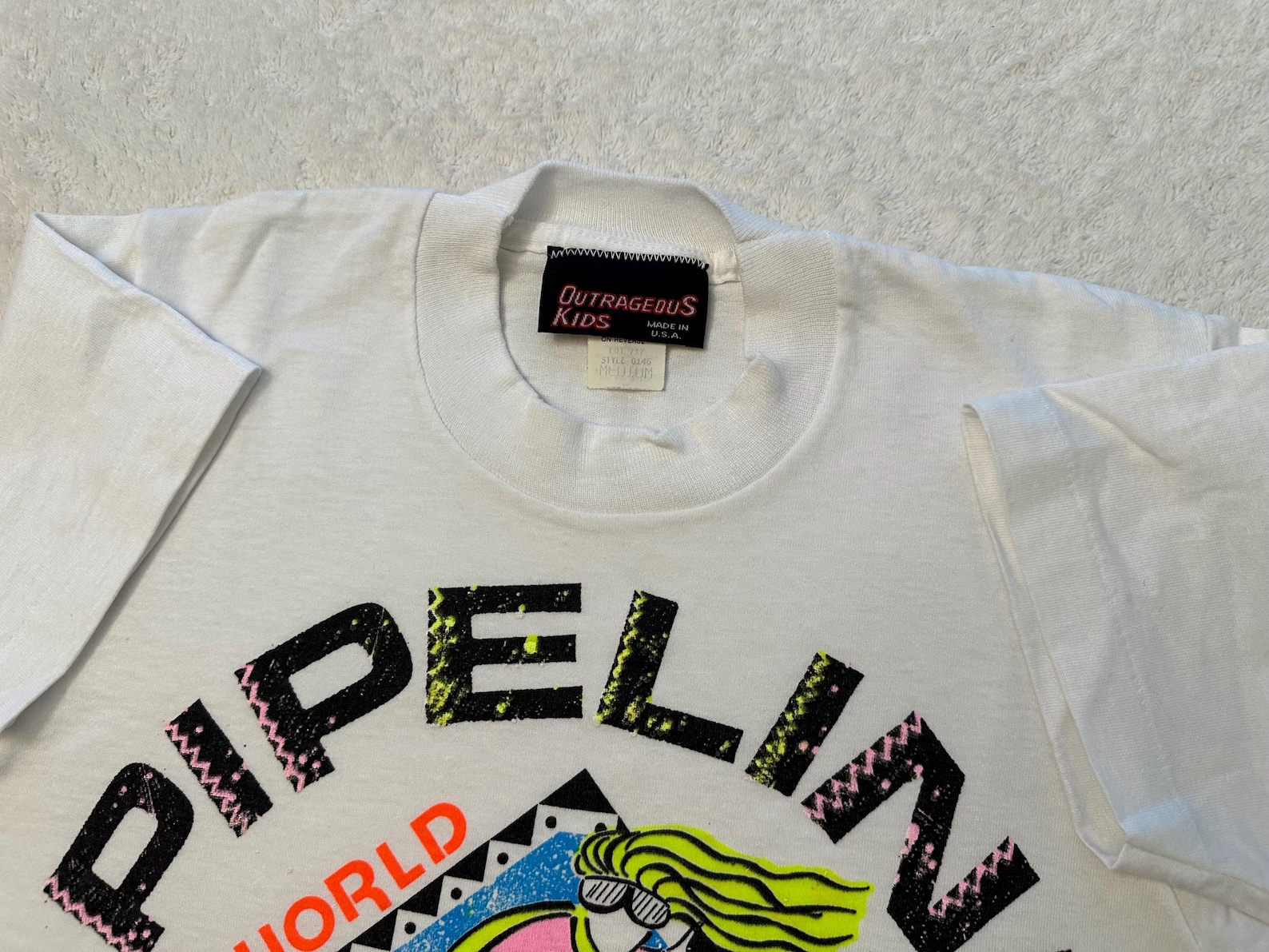 Vintage 1980s 1990s Pipeline Body Boarding Surf Surfing Wave Art T ...