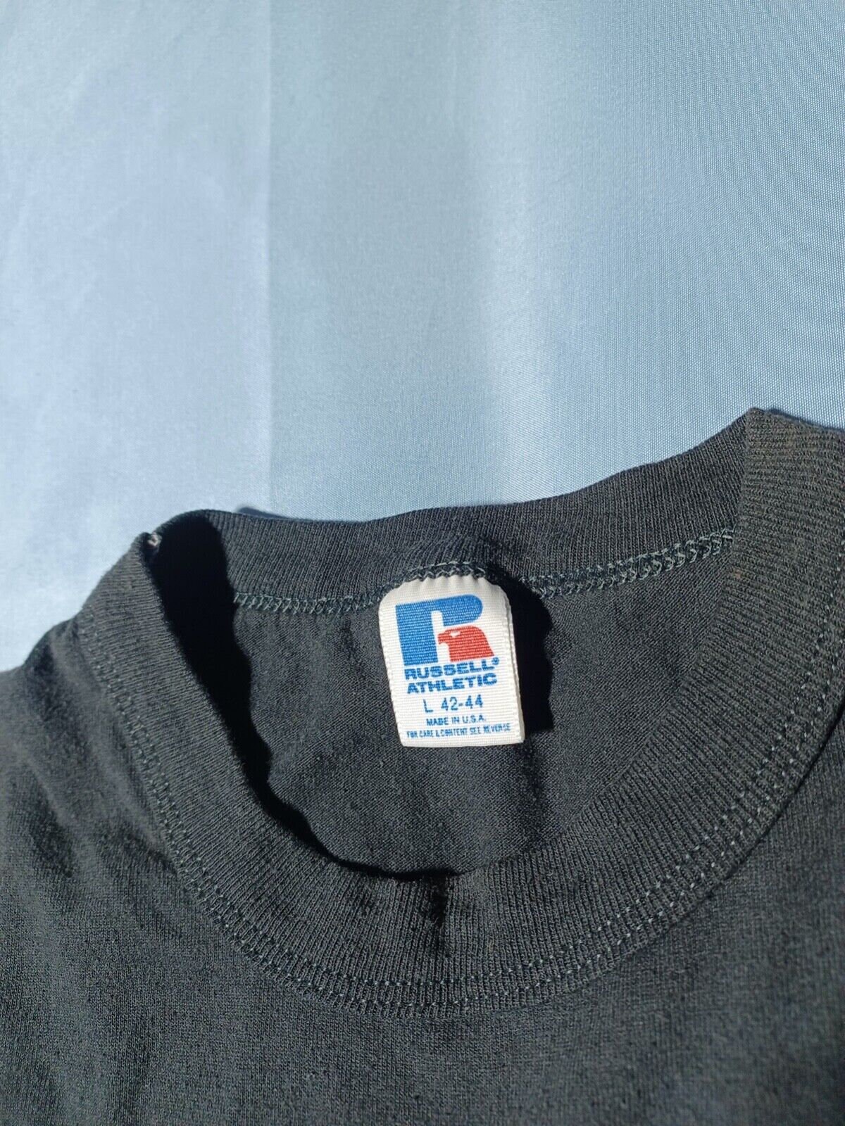 Vintage 1980s 80s D34 Devils Devil Blood Navy Naval Russell Athletic T ...