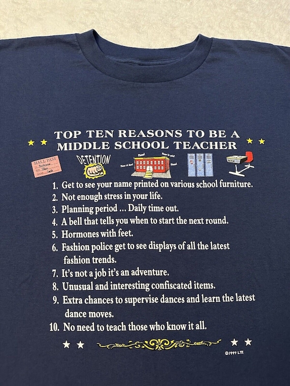 Vintage 1990s 90s 10 Reasons Middle School Teacher Hu… - Gem