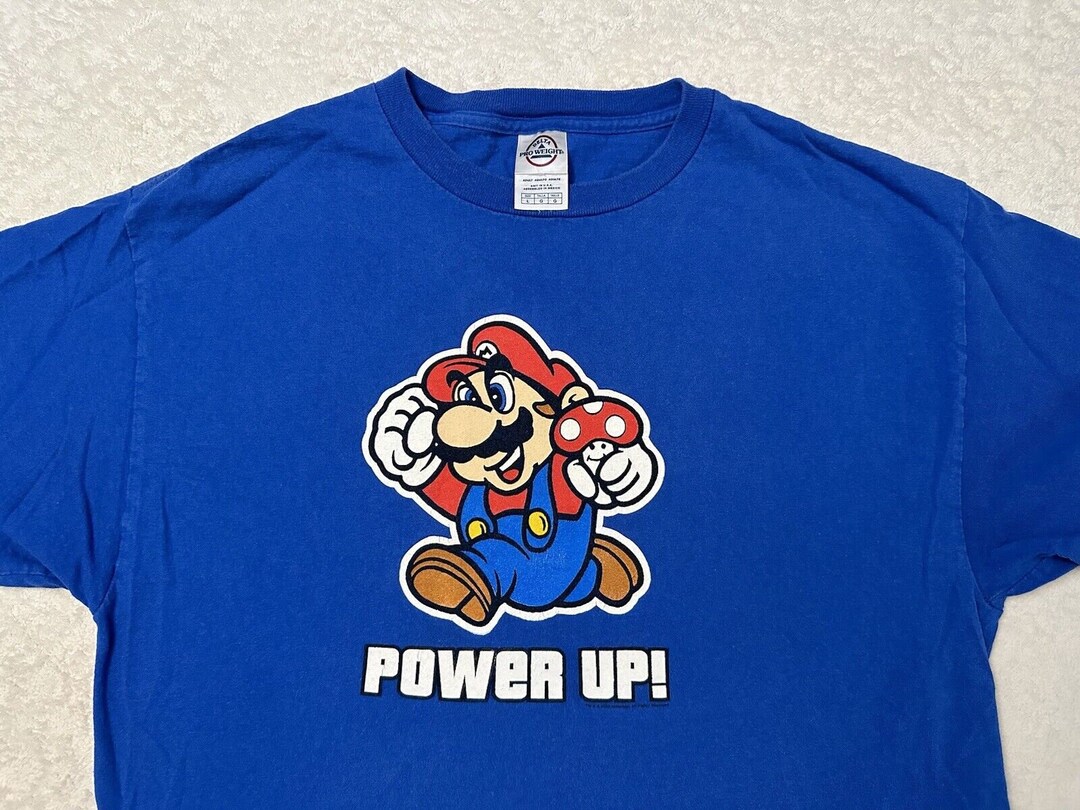 Vintage 2000s Y2K Super Mario Brothers Nintendo Power up Video Game T ...