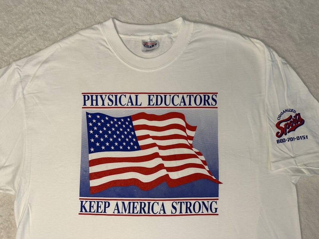 Vintage 1990s 2000s Physical Educators PE Teachers American Flag T ...