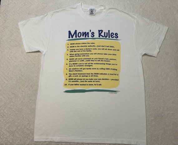 Vintage 1990s 90s 2000s Mom's Rules Humor Parent Pare… - Gem