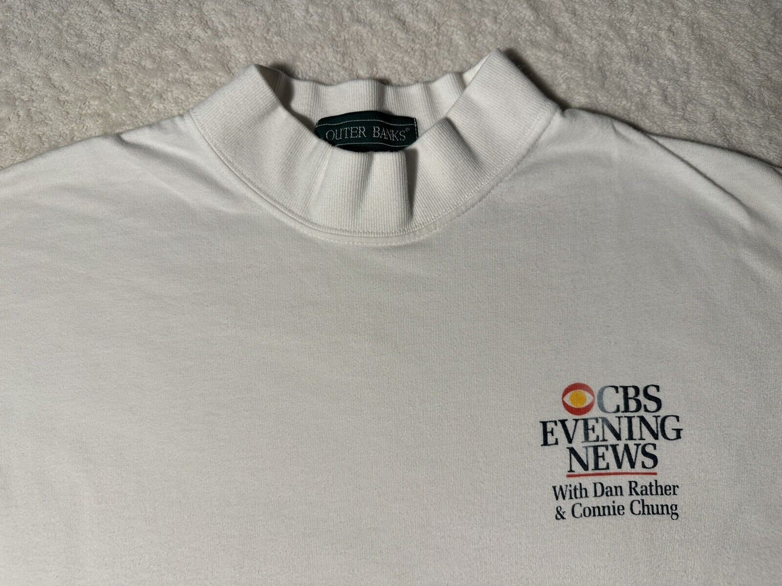 Vintage 1990s 90s CBS News Dan Rather Connie Chung TV Crew Long Sleeve ...