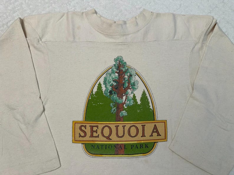 Vintage 70s 80s Sequoia National Park General Sherman Tree 3/4 Sleeve T ...