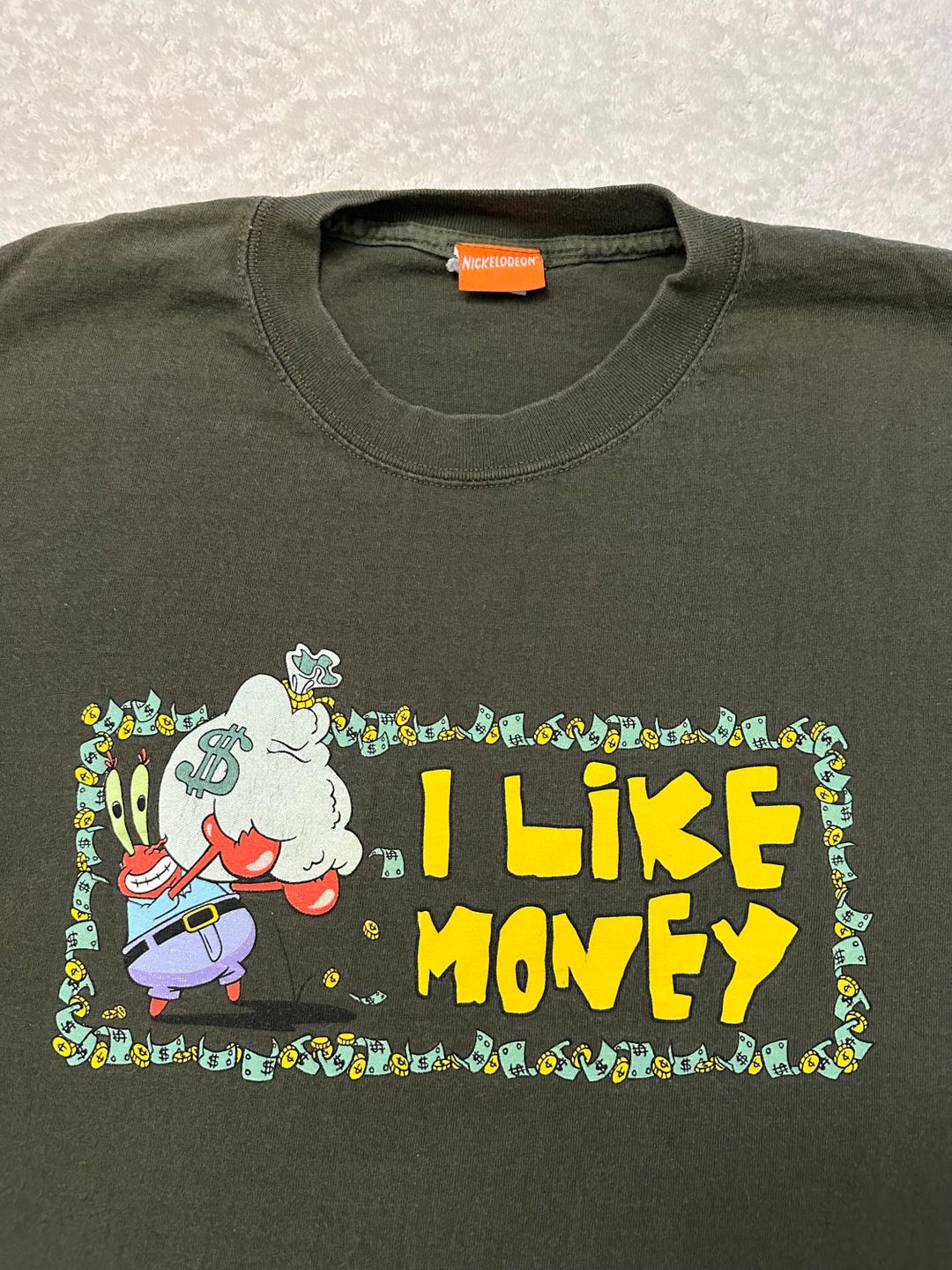 Vintage 2000s Y2K Spongebob Mr Krabs I Like Money Graphic Nickelodeon T ...