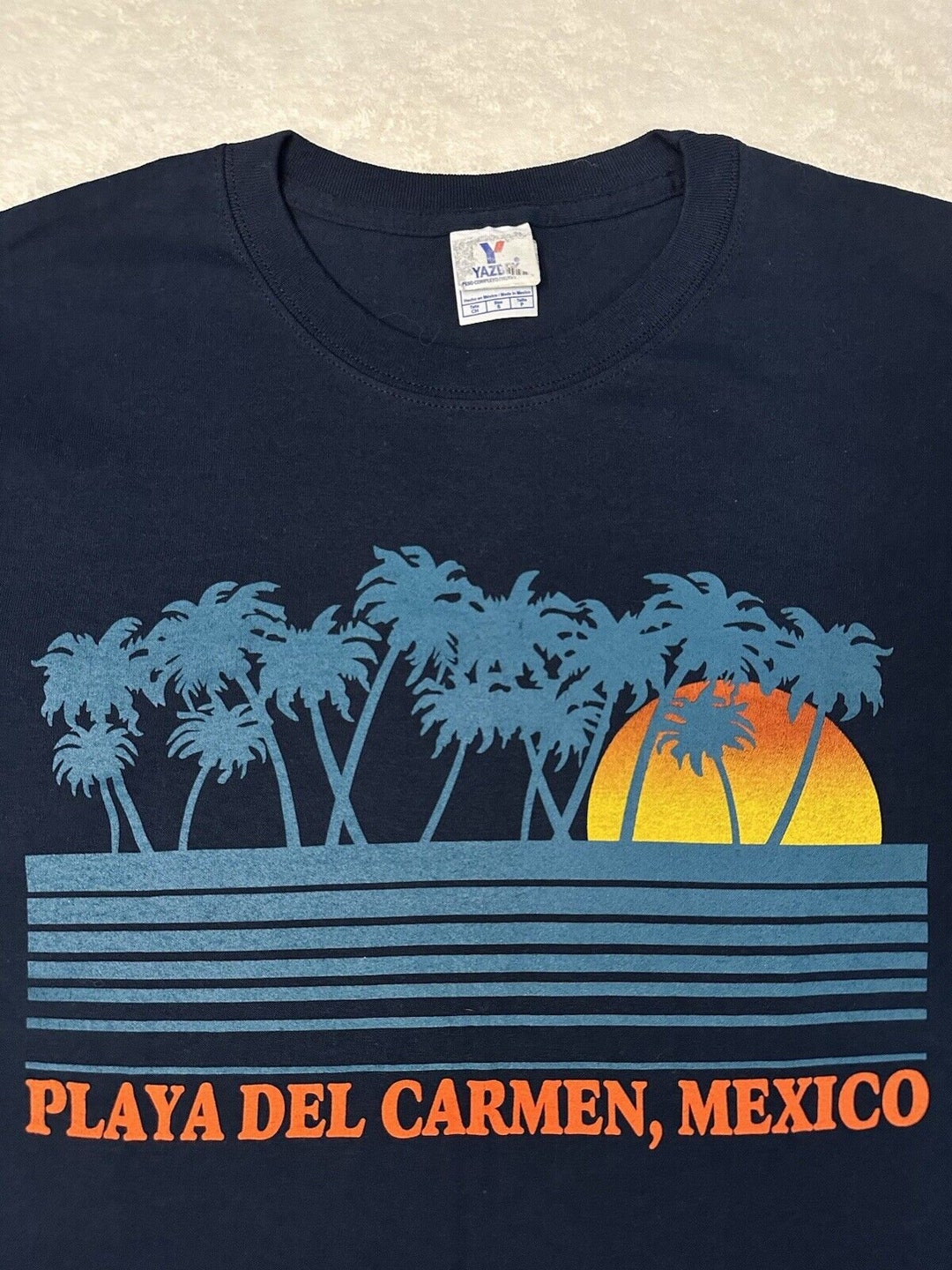 Vintage 2000s Y2K Playa Del Carmen Mexico Sunset Beach Graphic Art T ...