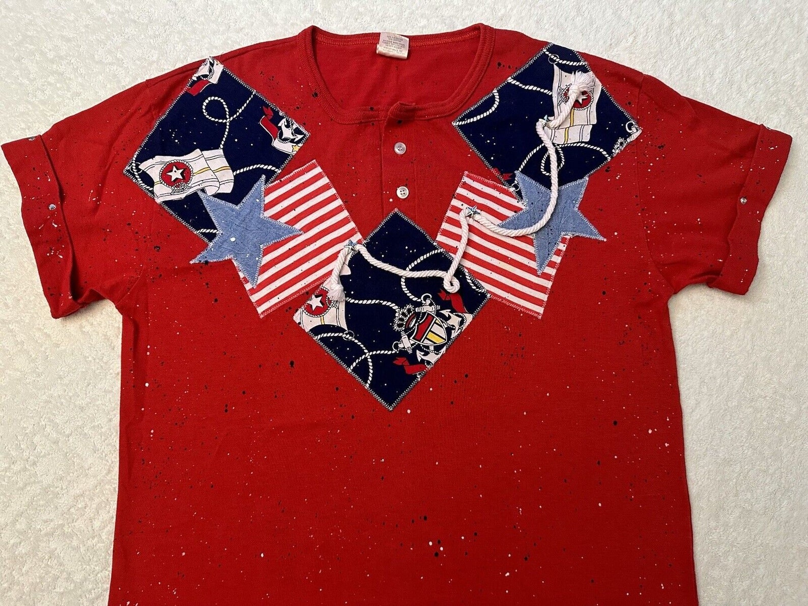 Vintage 1980s 80s USA Cowboy Americana American Flag Handmade T-shirt ...