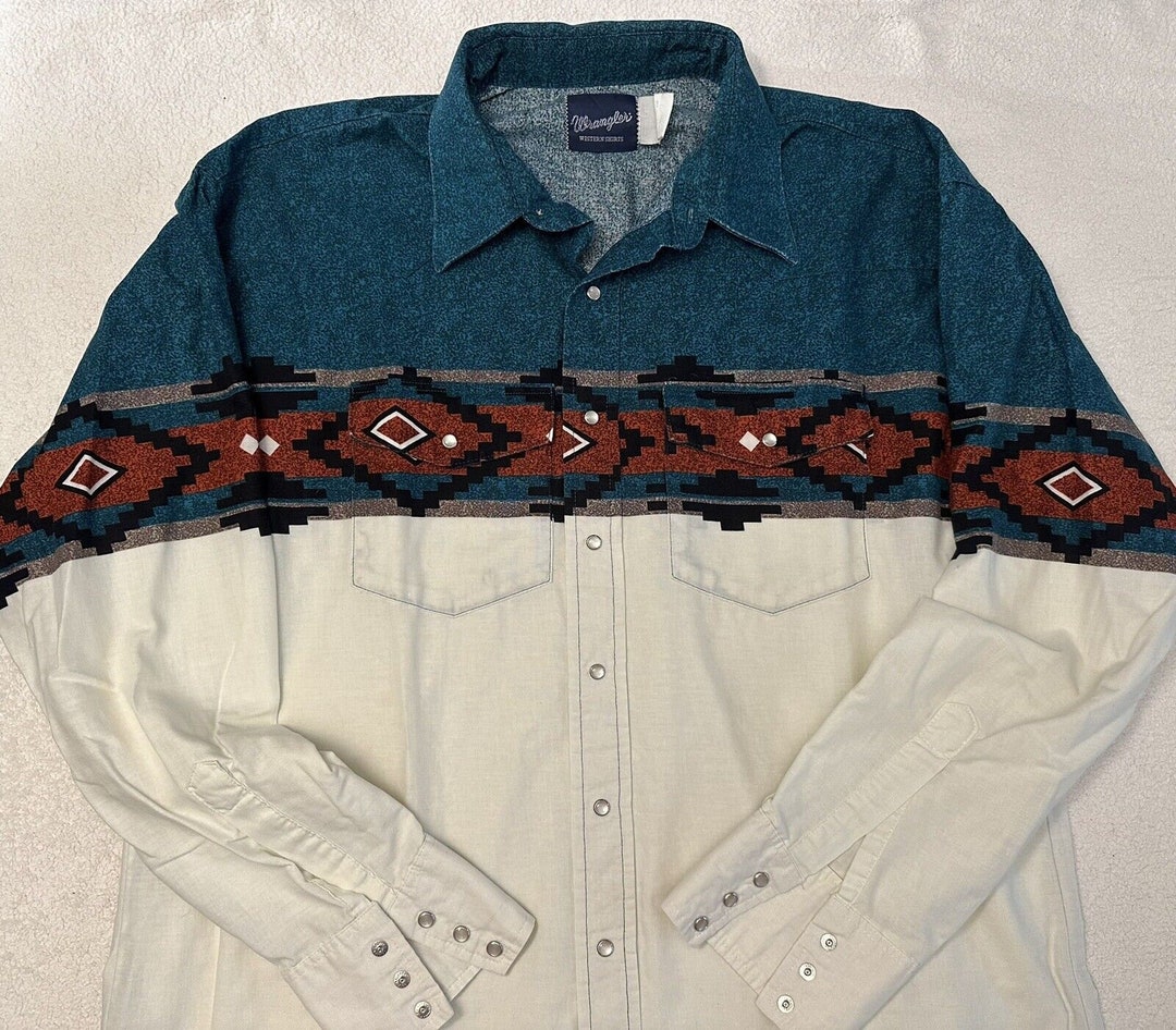 Vintage 1990s 90s Wrangler Western Native Aztec Brushpopper - Etsy