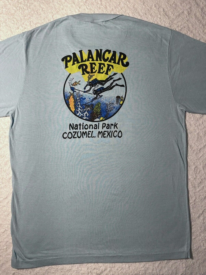 Vintage 1970s 1980s Palancar Reef Park Cozumel Mexico Scuba Diver T ...