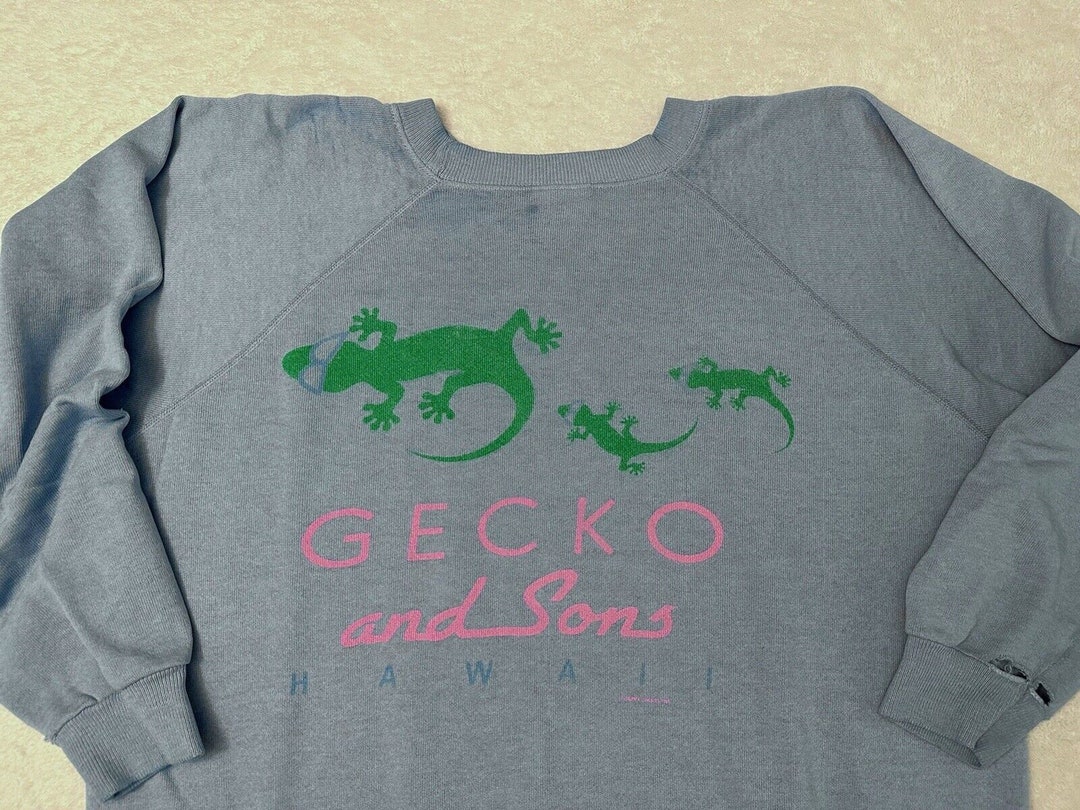 Vintage 1980s 80s Gecko and Sons Hawaii Neon Surf Raglan Crewneck ...
