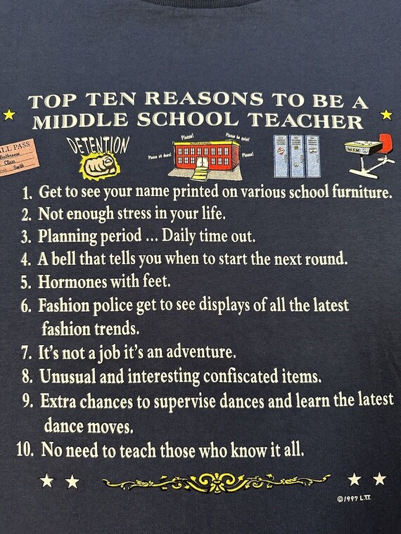 Vintage 1990s 90s 10 Reasons Middle School Teacher Hu… - Gem