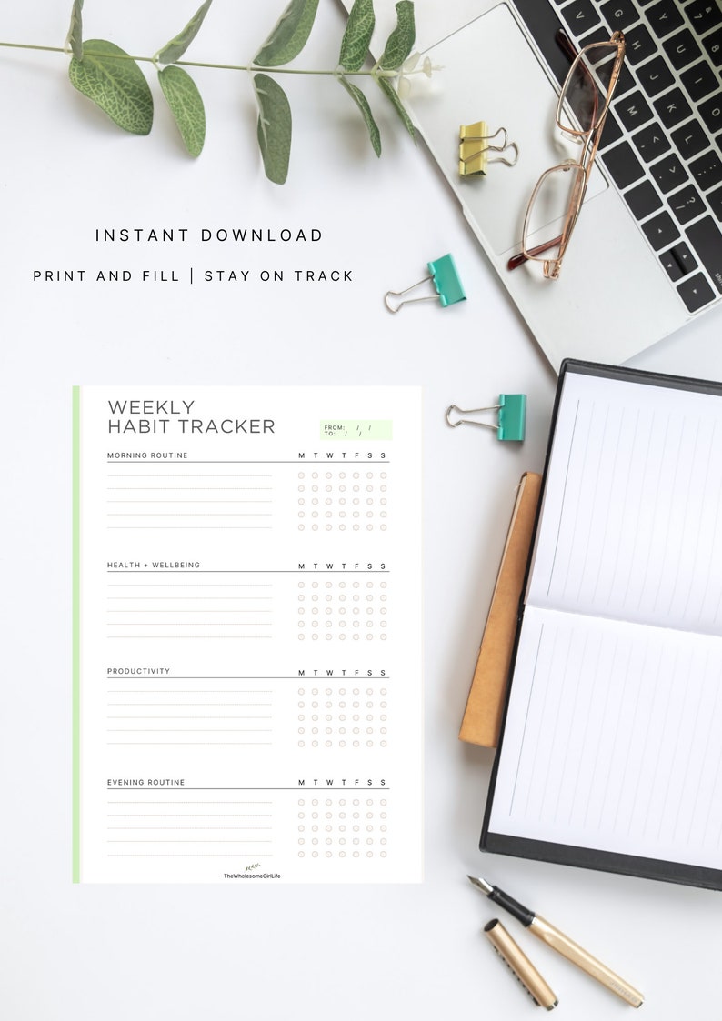 Digital Weekly Habit Tracker | Instant Download | Printable and ...