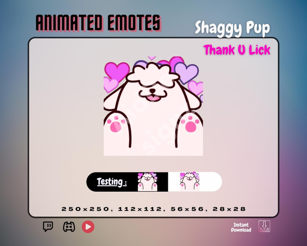 Shaggy Pup: Thank U Lick | X1 ANIMATED EMOTE | Cute Mutt Puppy Dog ...
