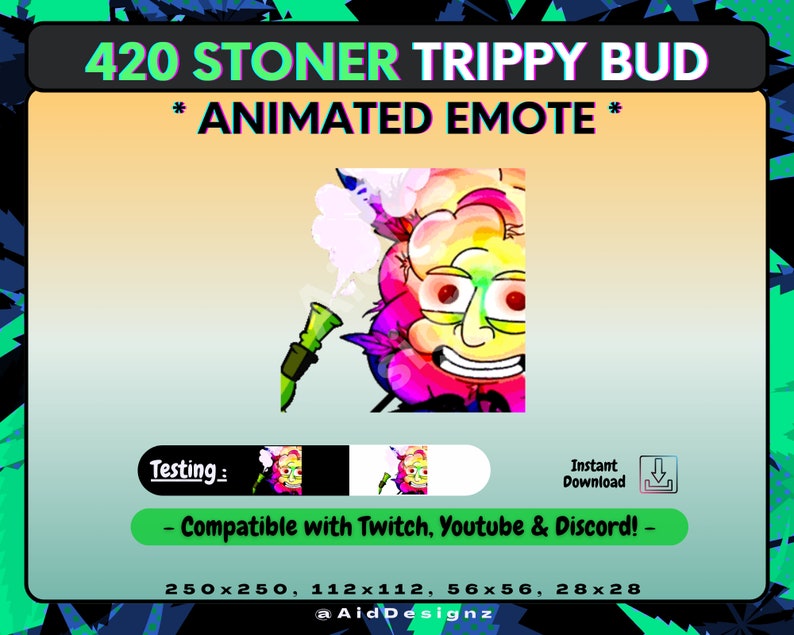 420 Stoner Trippy Bud Emote X1 ANIMATED Treefer Emote Streamer Asset ...