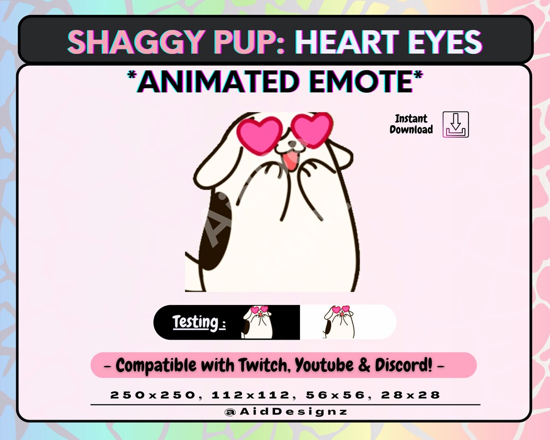 Shaggy Pup: Heart Eyes X1 ANIMATED EMOTE Cute Puppy Dog Stream Asset ...