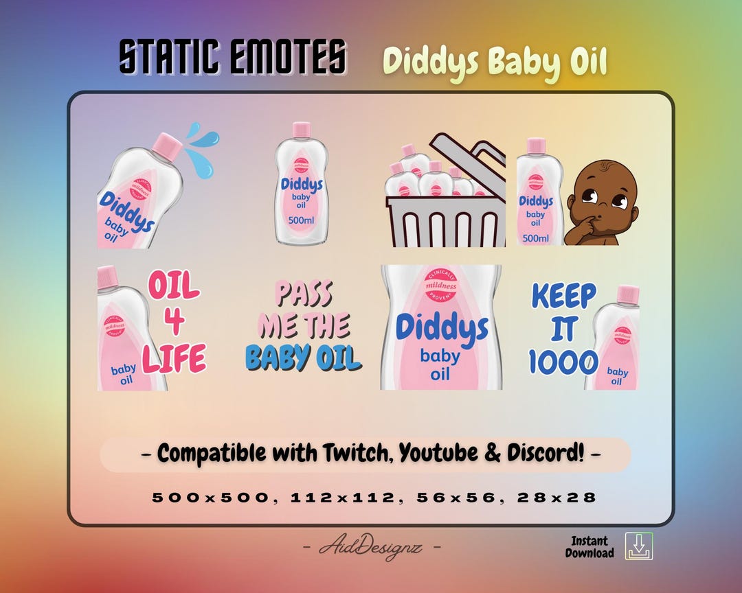 Baby Oil Meme Emote Pack | X8 Static Emotes | Funny Meme Streamer Asset ...