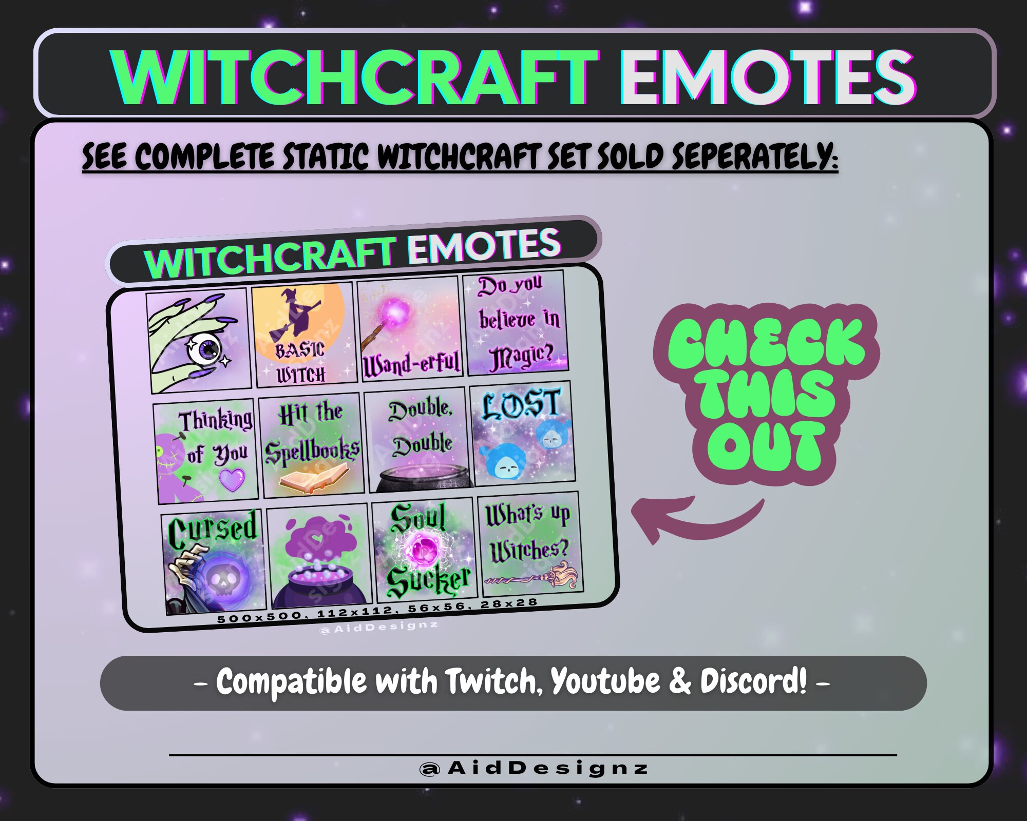 Witchcraft Emotes X6 ANIMATED EMOTES Witchy Mystic Occult Vibe for ...