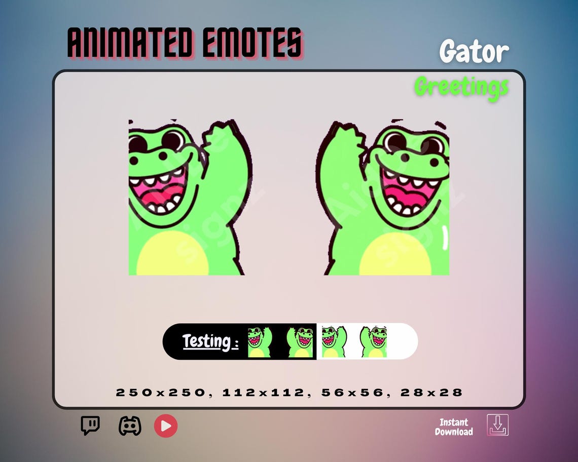 Gator Greetings Emote Pair | X2 ANIMATED EMOTES | Chibi Alligator ...