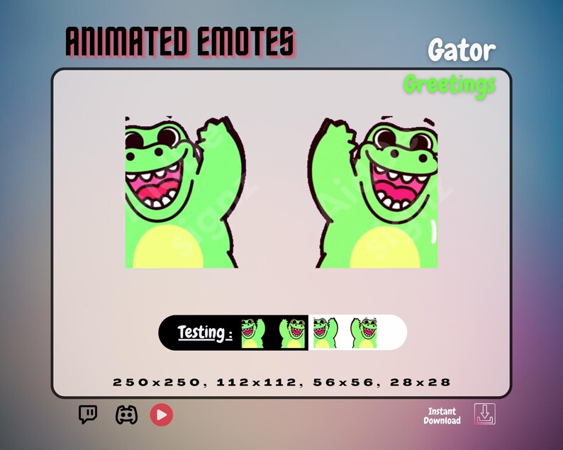 Gator Greetings Emote Pair | X2 ANIMATED EMOTES | Chibi Alligator ...