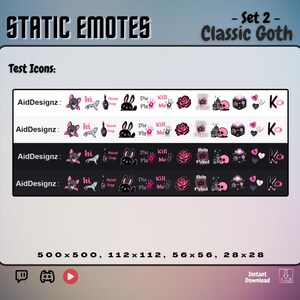 Classic Goth Emotes - Set 2 | X 12 Static Pastel Goth Elements | Pink ...