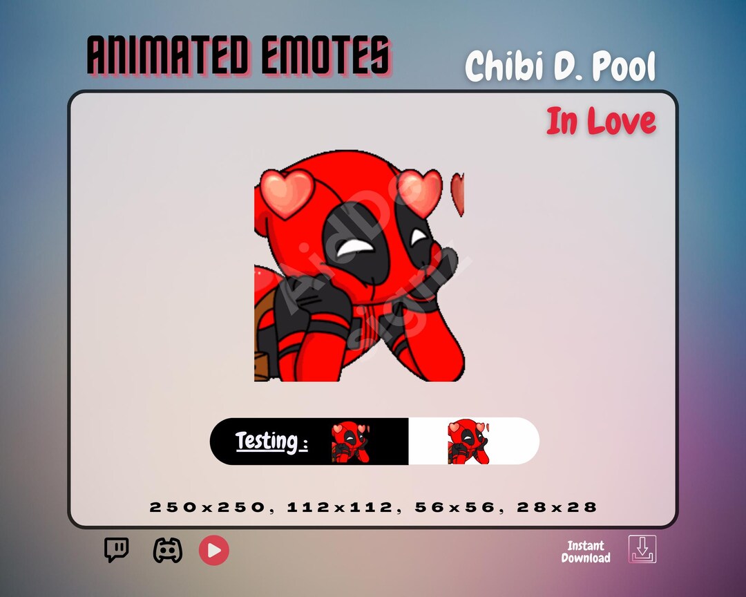 Chibi D. Pool - in Love Emote | ANIMATED EMOTE | for Twitch, Discord ...
