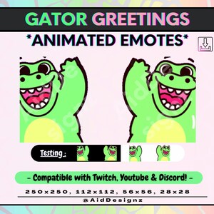 Gator Greetings Emote Set ANIMATED EMOTES Chibi Alligator Crocodile ...