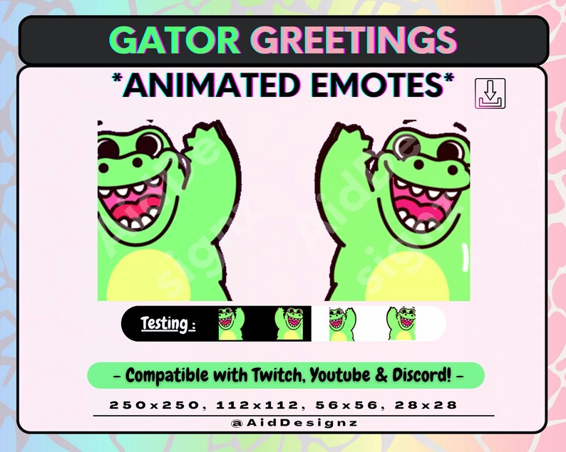 Gator Greetings Emote Set ANIMATED EMOTES Chibi Alligator Crocodile ...