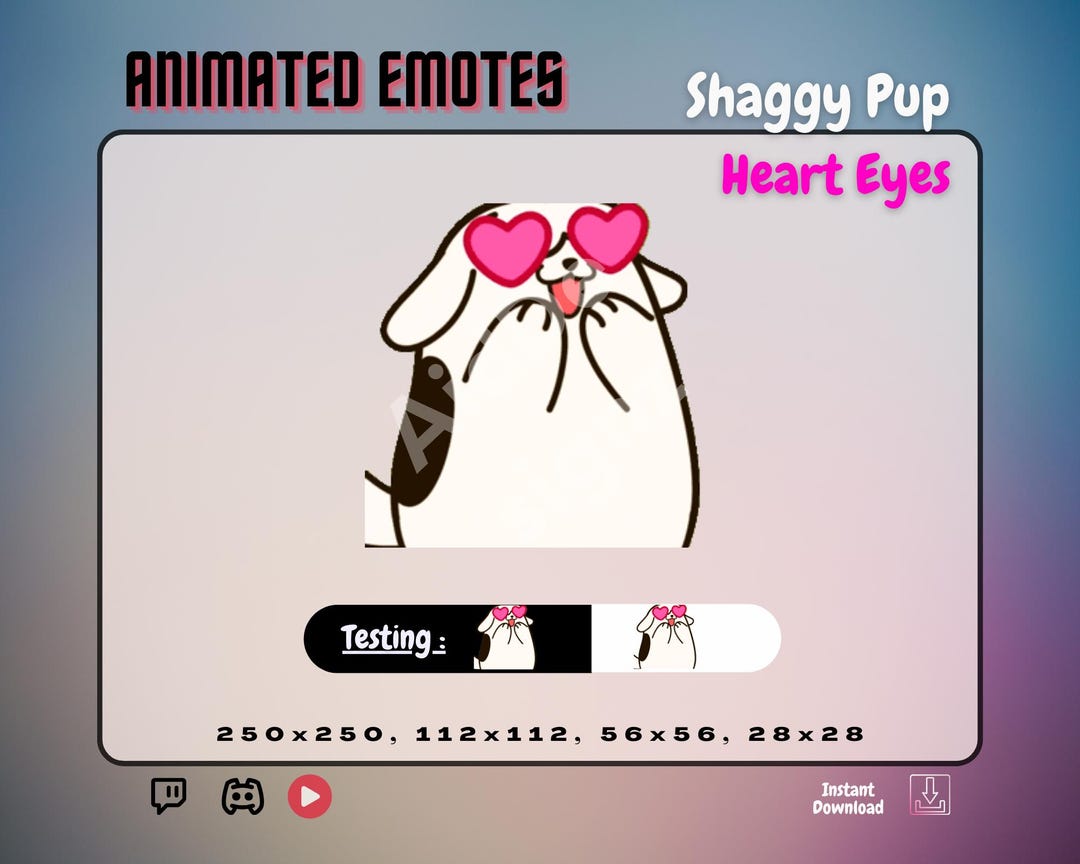 Shaggy Pup: Heart Eyes | X1 ANIMATED EMOTE | Cute Puppy Dog Stream ...