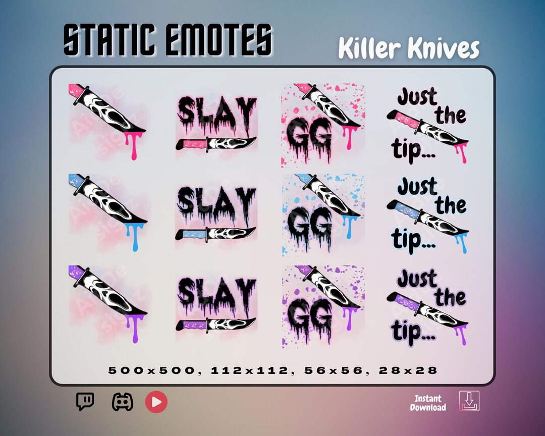 Killer Knives Emote Set | X12 Static Emotes | Colorful Spooky Knife ...