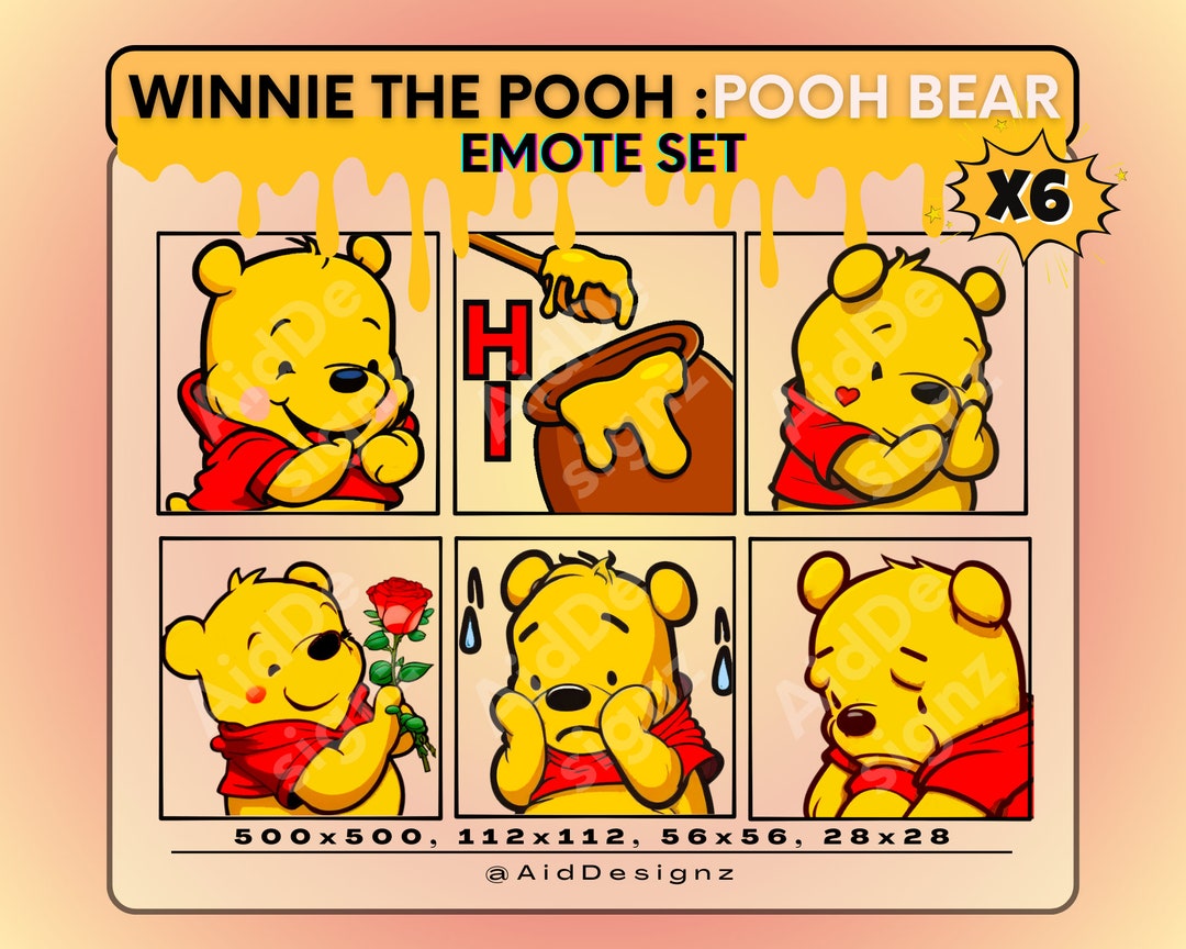 Winnie the Pooh: Pooh Bear Emotes X6 for Twitch, Discord & Youtube ...