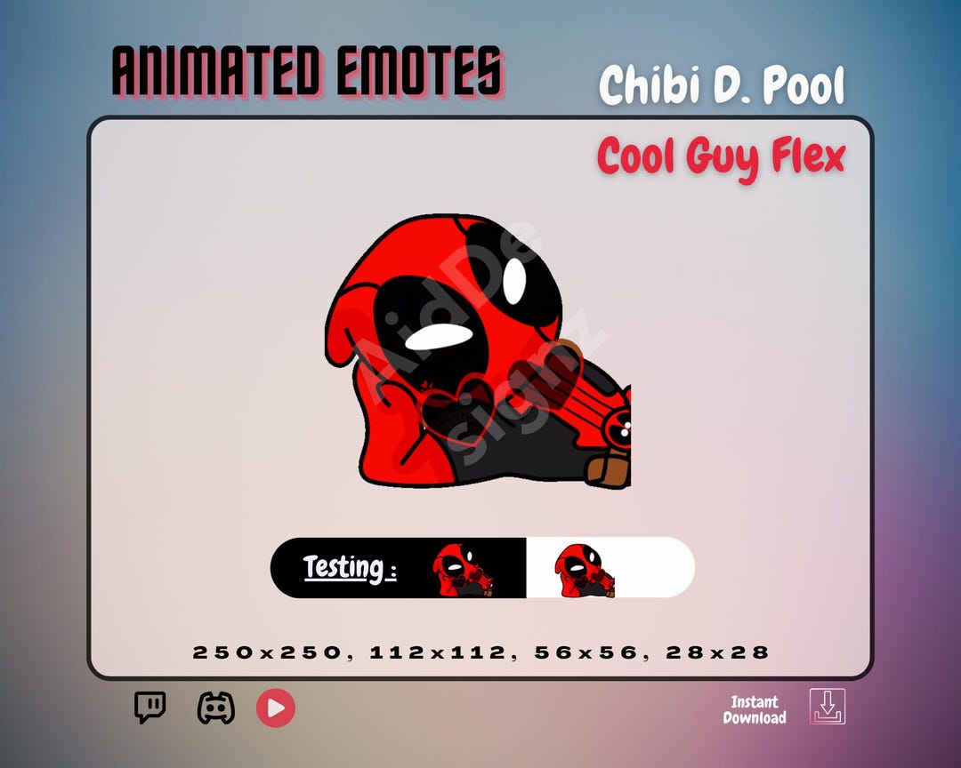 Chibi D. Pool - Cool Flex | ANIMATED EMOTE | Manly Emote for Twitch ...