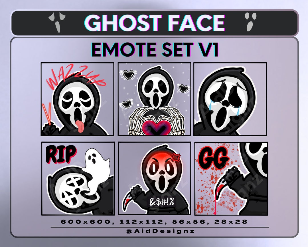 Ghost Face Emote Set of 6: V1 Spooky Scream Emotes for Twitch, Discord ...