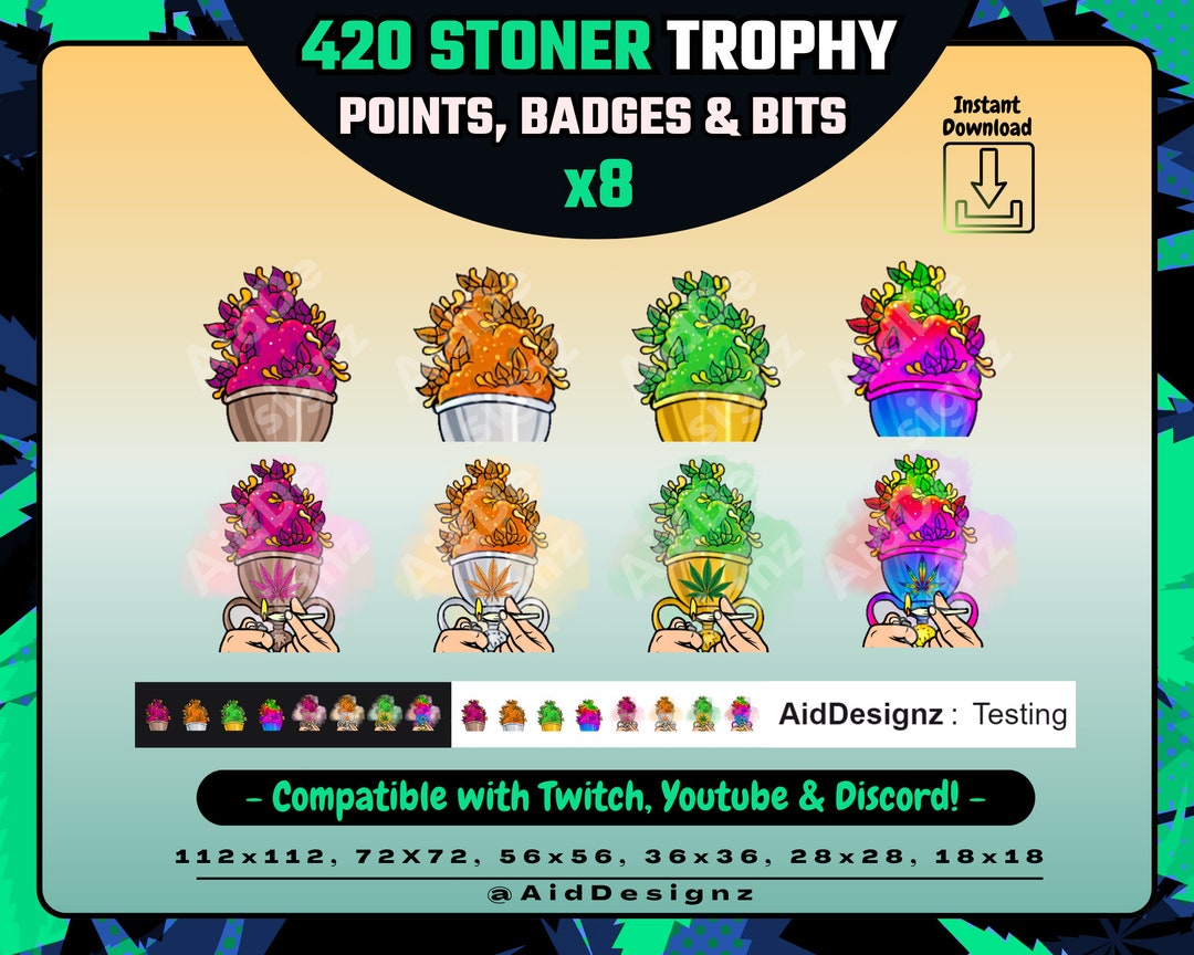 420 Stoner Trophy Loyalty Badges X8 Stream Channel Points, Sub Badges ...