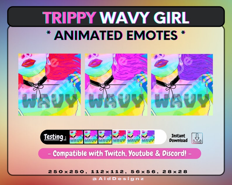 Trippy Wavy Girl Emote 1x ANIMATED Emote in 3 Color Variations Red ...