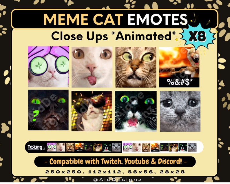 Misc. Meme Cat Emotes Close Ups Edition X8 ANIMATED EMOTES Internet Pop ...