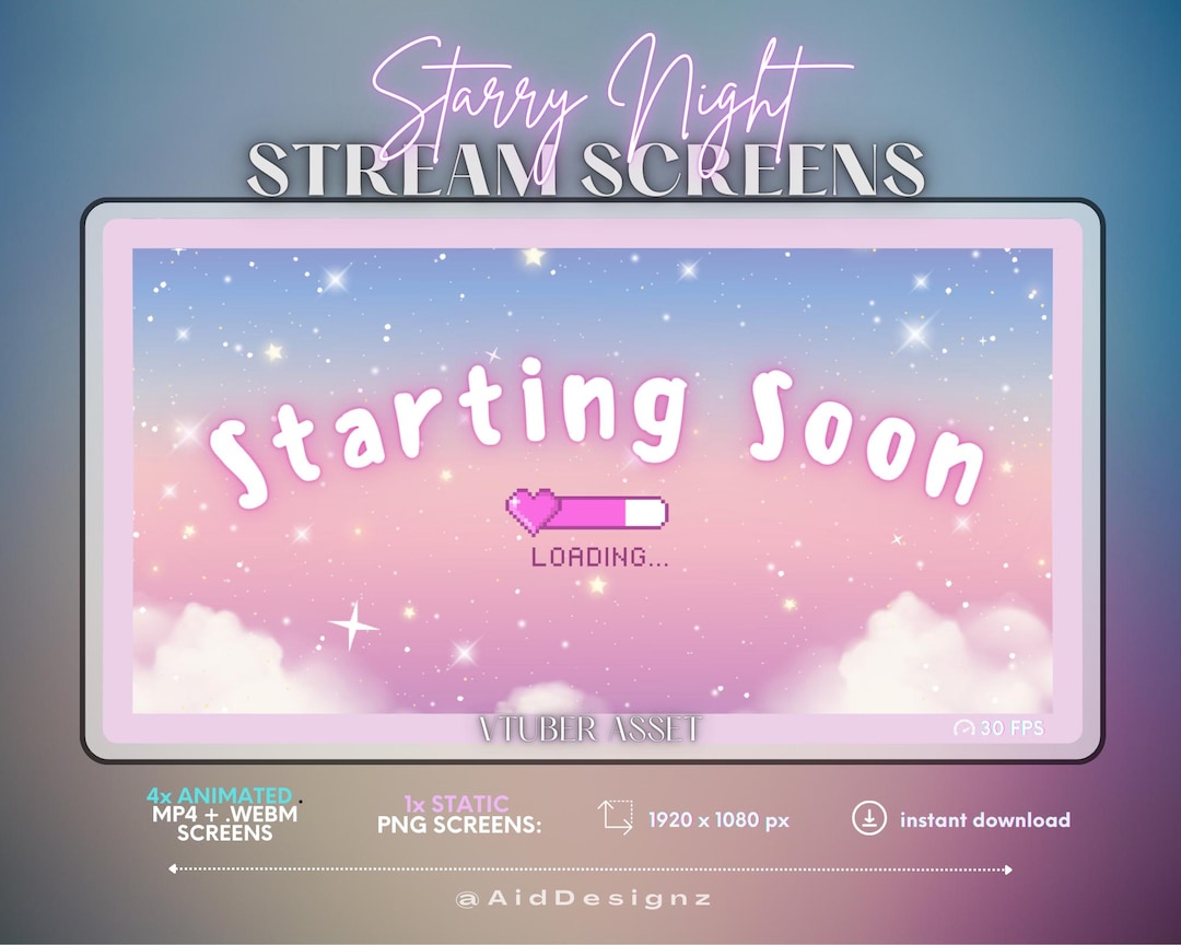 Pastel Starry Night Sky | Stream Screens | Lo-fi Stream Asset for ...