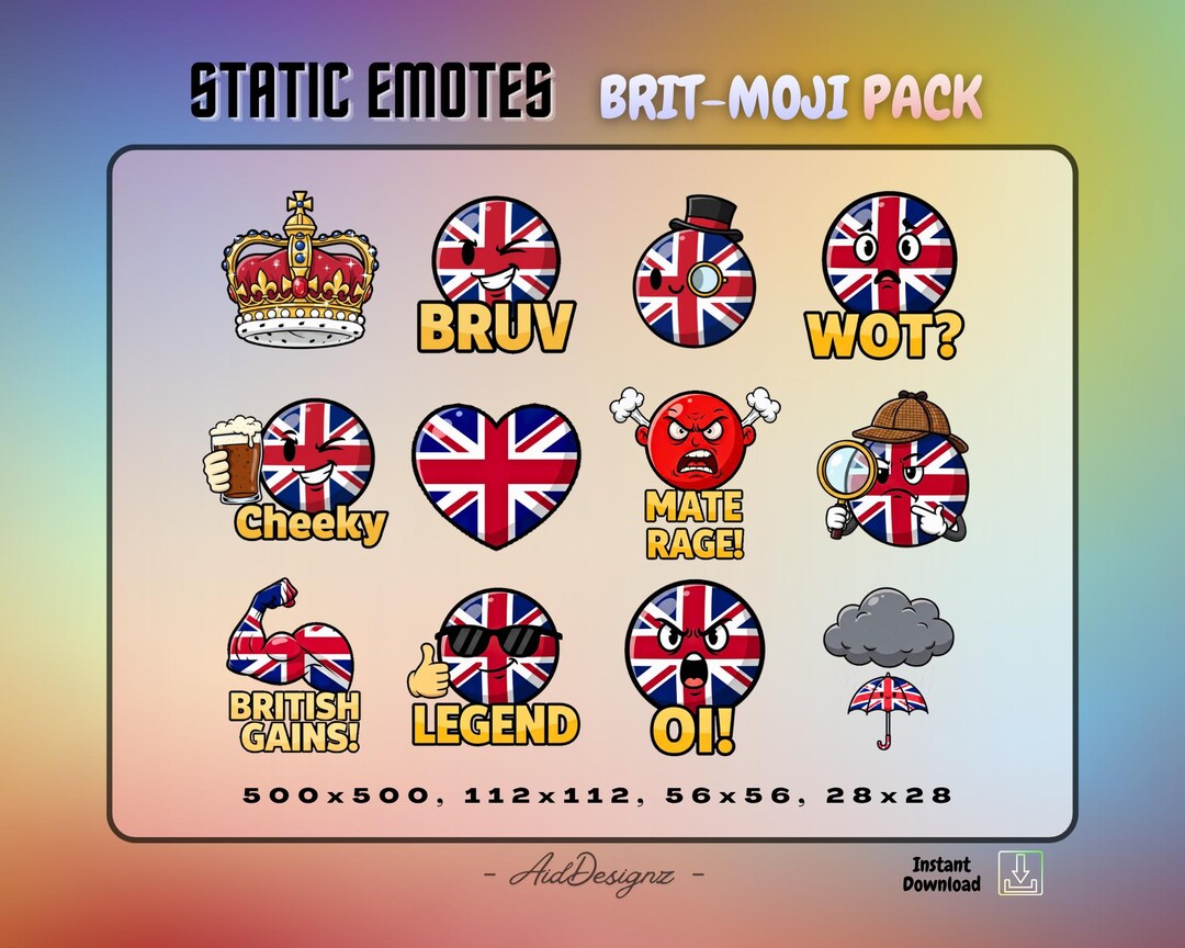Brit-moji Emote Pack | 12 British Meme Emote Streamer Assets | Bruv, Oi ...