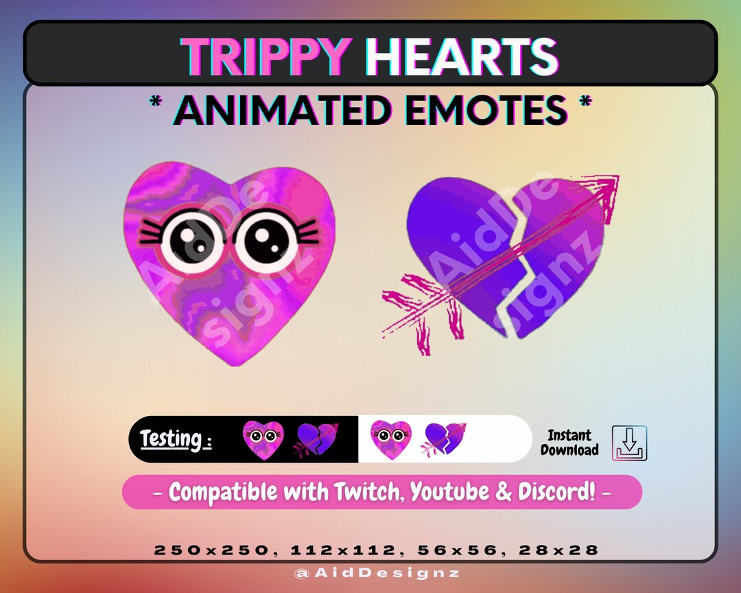 Trippy Heart Emotes 2x ANIMATED Emotes Flashy Rainbow Pride Streamer ...