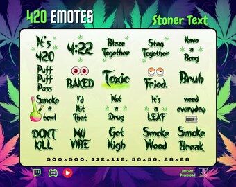 420 Stoner Text Emotes | X20 STATIC EMOTES | Pot, Cannabis, Weed, Dope ...