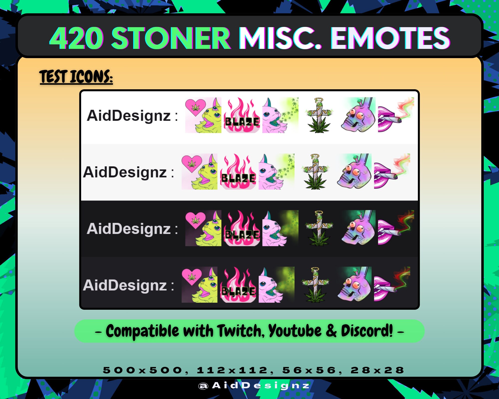 420 Stoner Miscellaneous Emotes X6 STATIC EMOTES Purple Pink Aesthetic ...