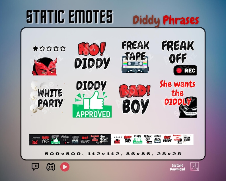 Diddy Phrases Emote Set | X8 Static Emotes | Meme Stream Asset for ...