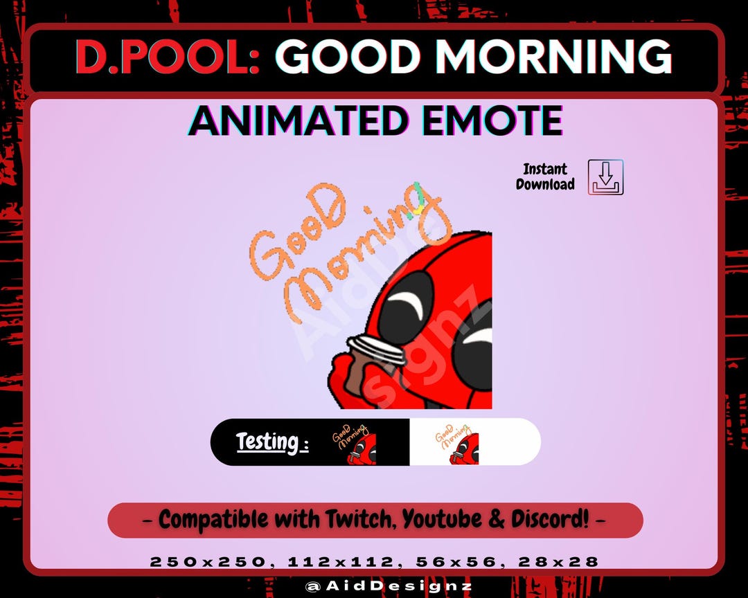 Chibi D. Pool Good Morning Coffee Emote X1 ANIMATED EMOTE Stream Asset ...