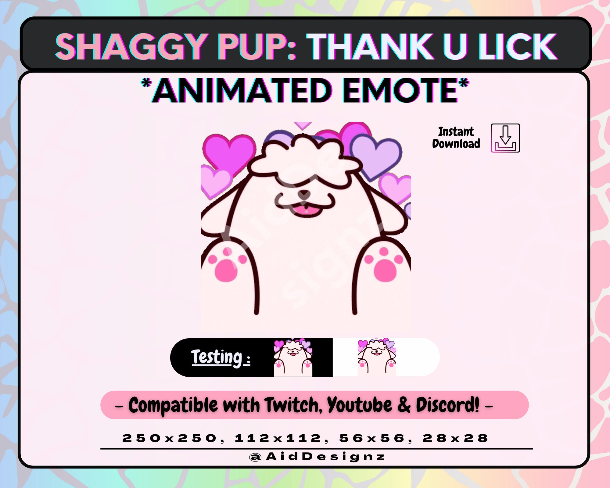 Shaggy Pup: Thank U Lick X1 ANIMATED EMOTE Cute Mutt Puppy Dog Stream ...