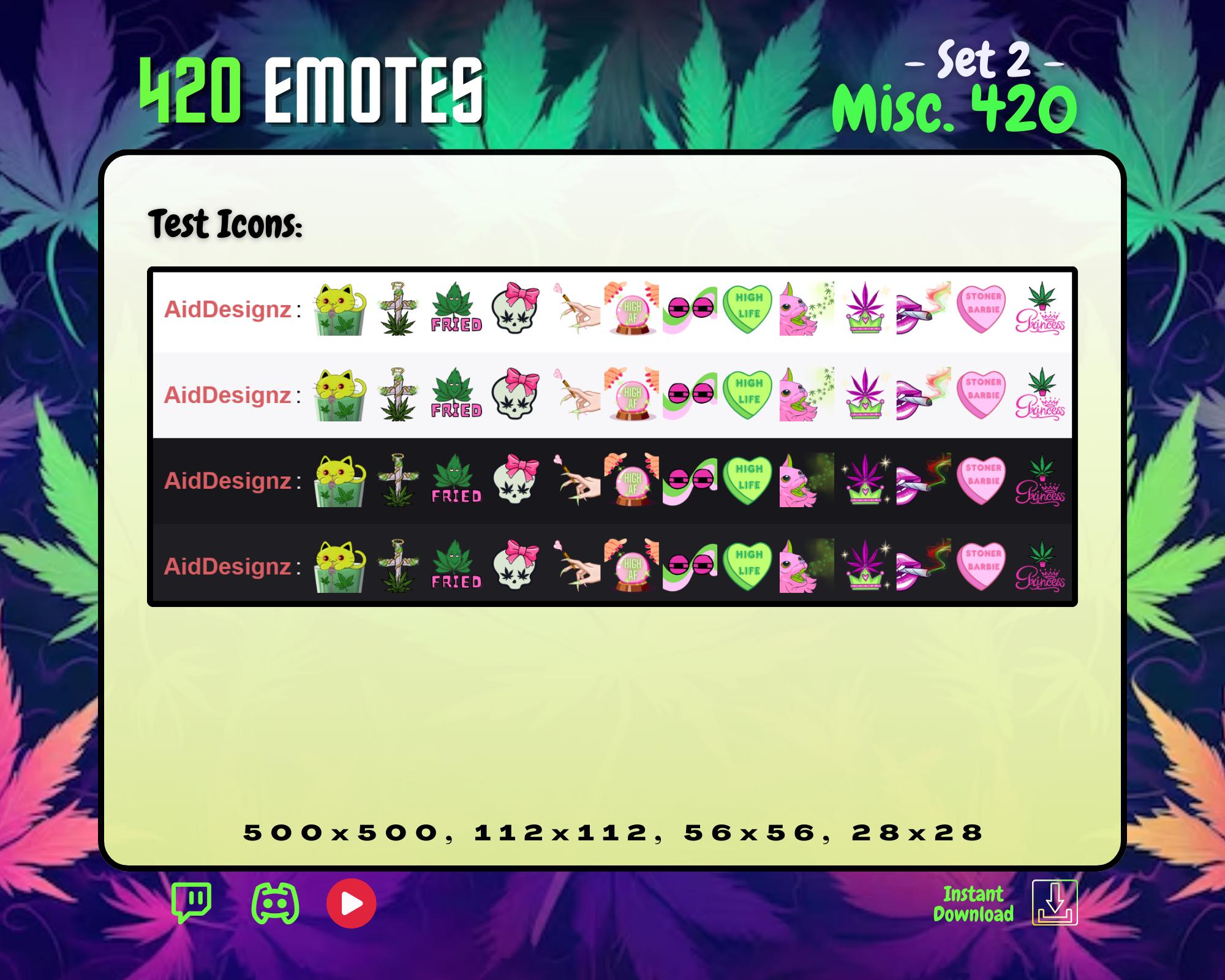 420 Emotes - Miscellaneous Set 2 | X12 STATIC EMOTES | Pink-green ...
