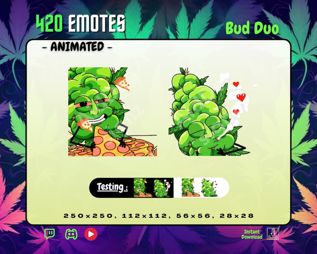 420 Stoner Bud Duo Emote Pair | X2 ANIMATED Treefer Emotes | Hungry Bud ...
