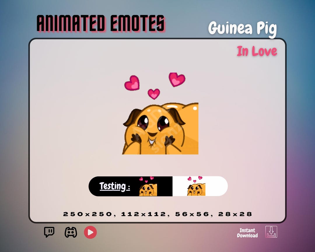 Guinea Pig Emote: in Love X1 ANIMATED EMOTES Stream Asset for Twitch ...