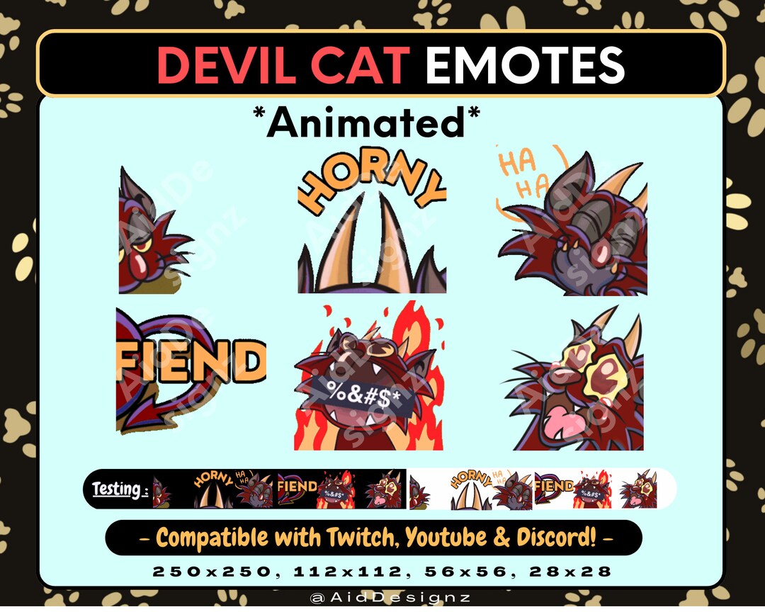 Devil Cat Emotes X6 ANIMATED EMOTES Old Cartoon Style Emotes LURK ...
